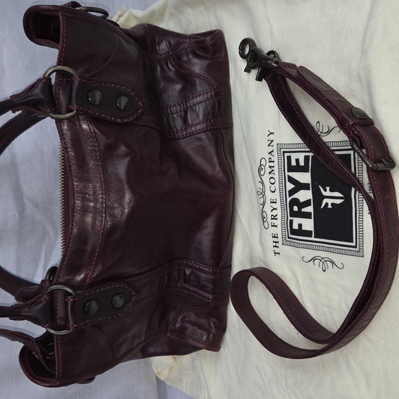 Frye | Bags | Frye Wine Burgundy Hard Leather Handbag Shoulder Strap ...